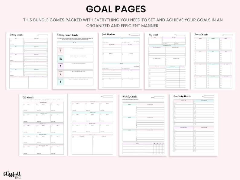 Goal Planner Bundle, Goals Tracker, Habits Trackers, Weekly, Monthly ...