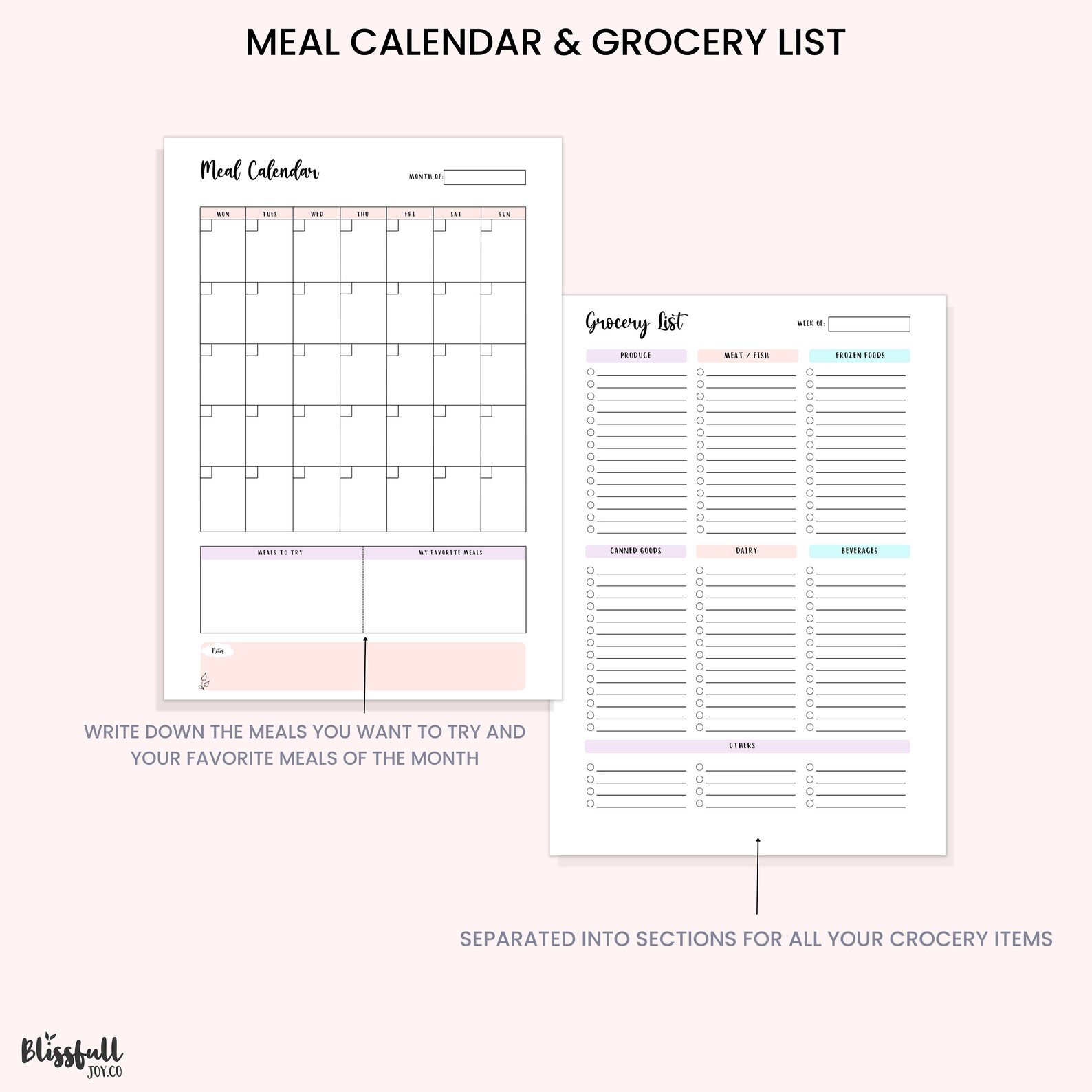 Meal Planner Printable PDF, Weekly Meal Planner, Monthly Meal Plan ...