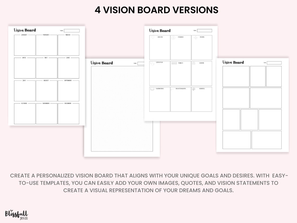 Printable Vision Board Kit, Vision Board Photos , Affirmations, Words ...