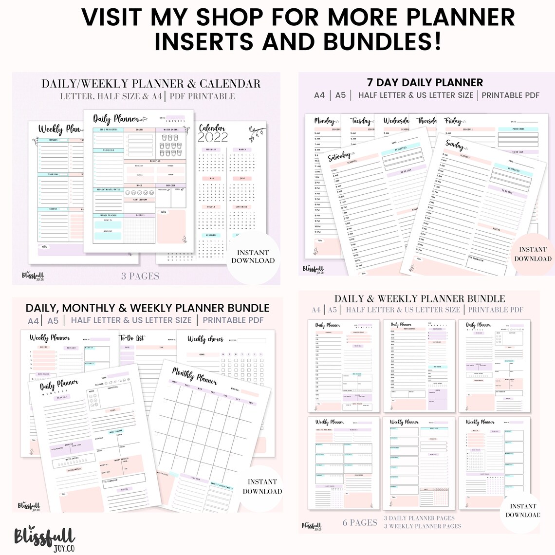 Printable Planner Bundle Daily Weekly Monthly Planners to - Etsy