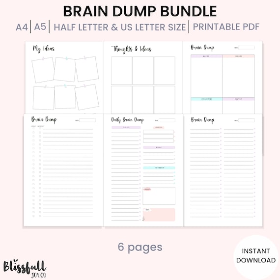 Printable Brain Dump Productivity Planner Planner Insert - Etsy