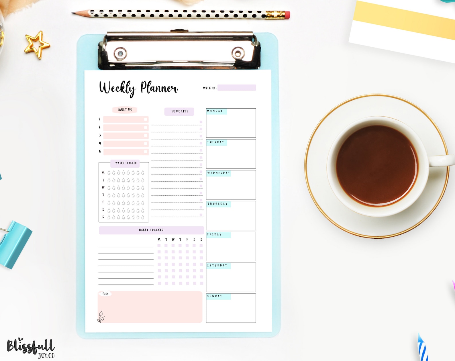 Printable Weekly Planner Set , Weekly Planner, Productivity Planner ...