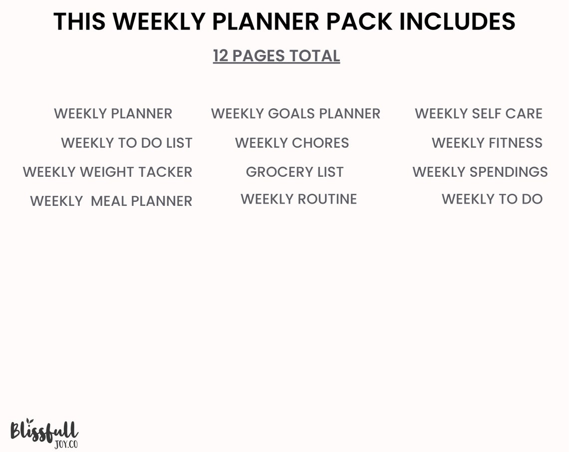 Printable Weekly Planner Pack Bundle Weekly to Do List - Etsy
