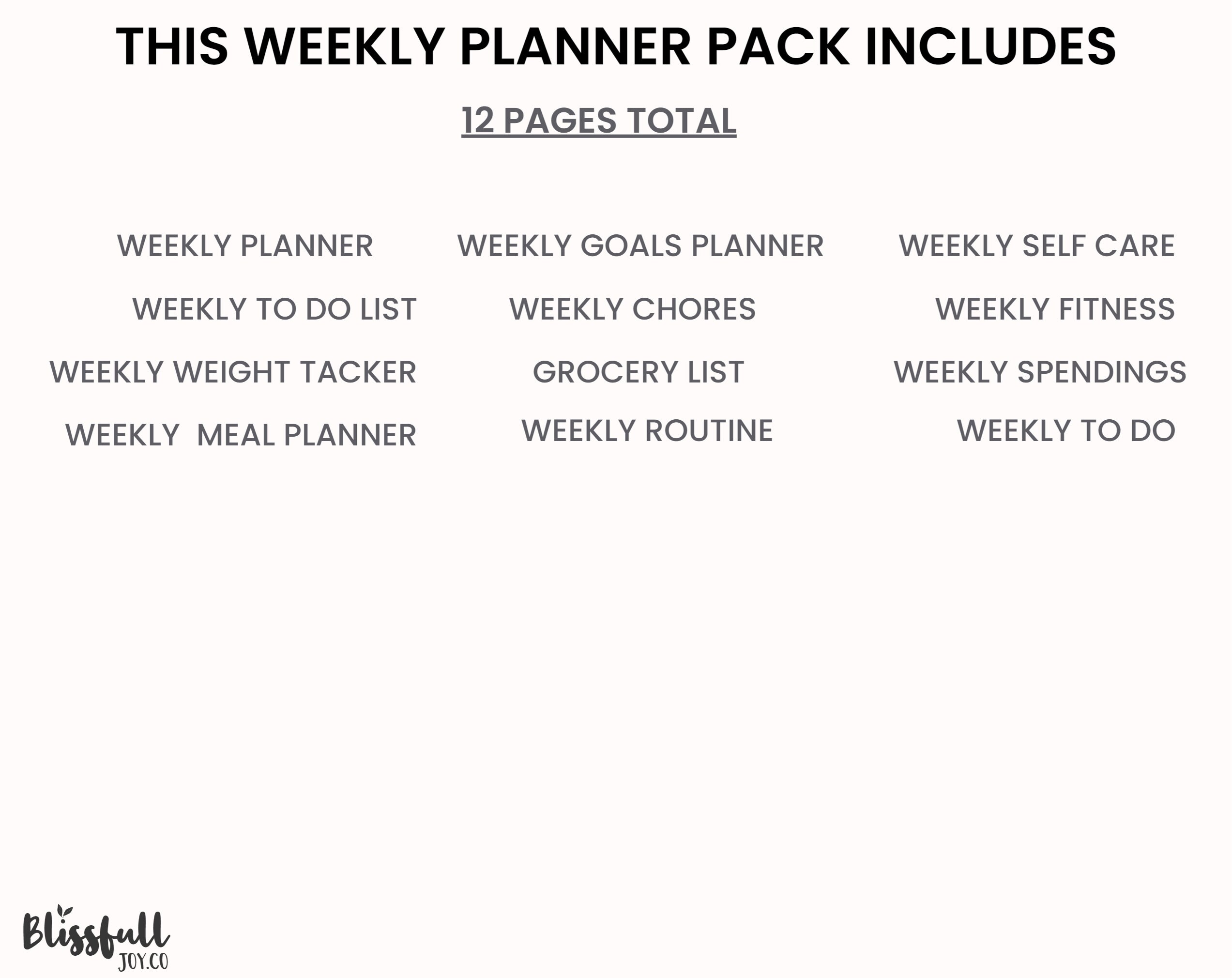 Printable Weekly Planner Pack, Bundle, Weekly to Do List, Weekly ...