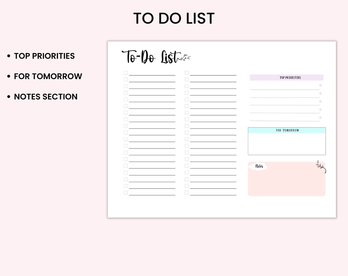 Printable Meal Planner Weekly Planner to Do List Menu - Etsy