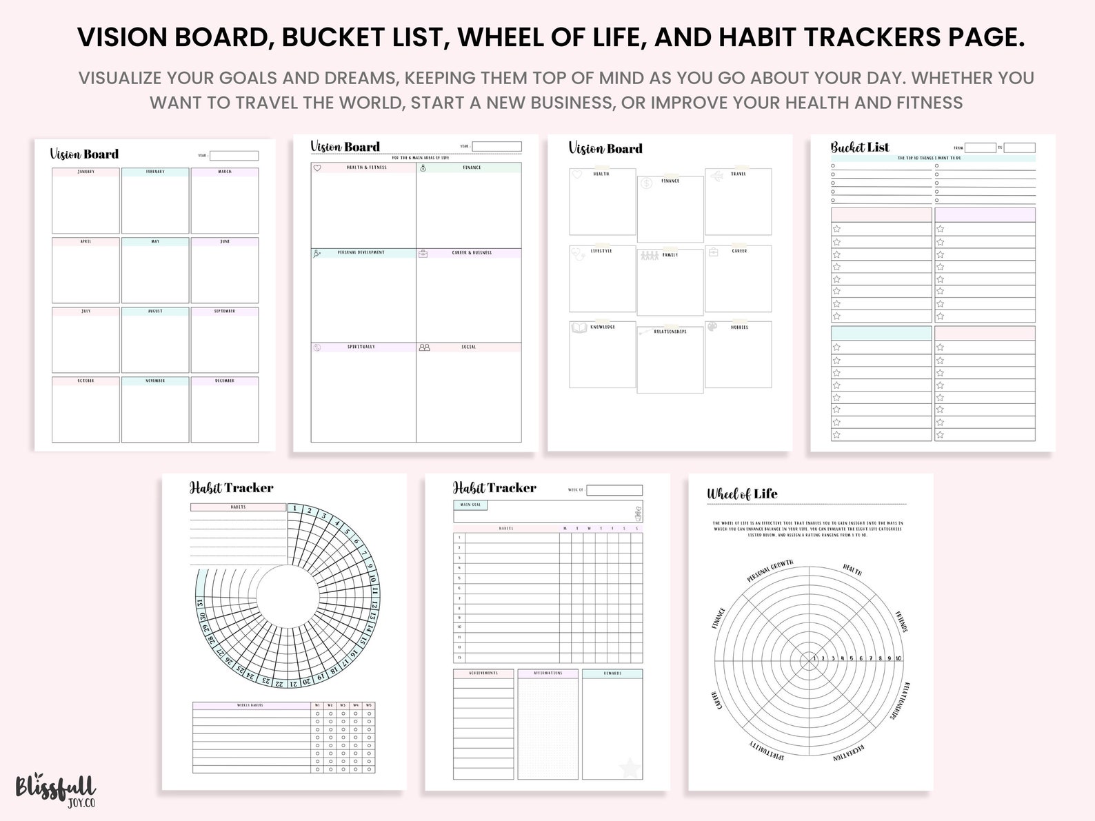 Goal Planner Bundle, Goals Tracker, Habits Trackers, Weekly, Monthly ...