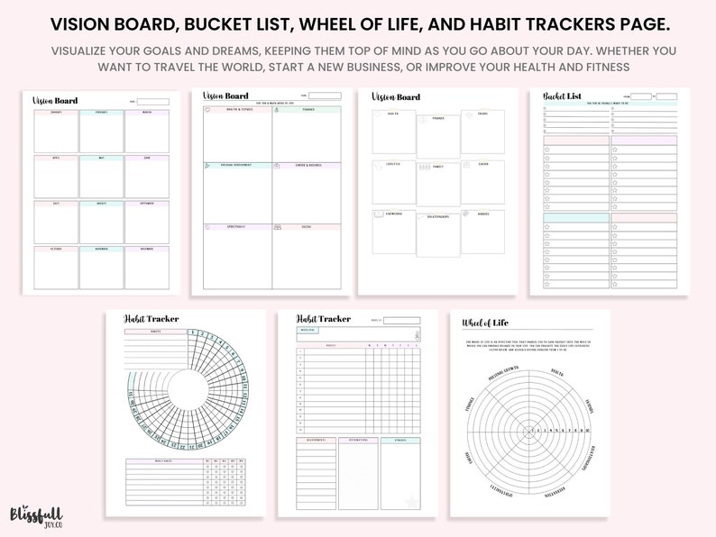 Goal Planner Bundle, Goals Tracker, Habits Trackers, Weekly, Monthly ...