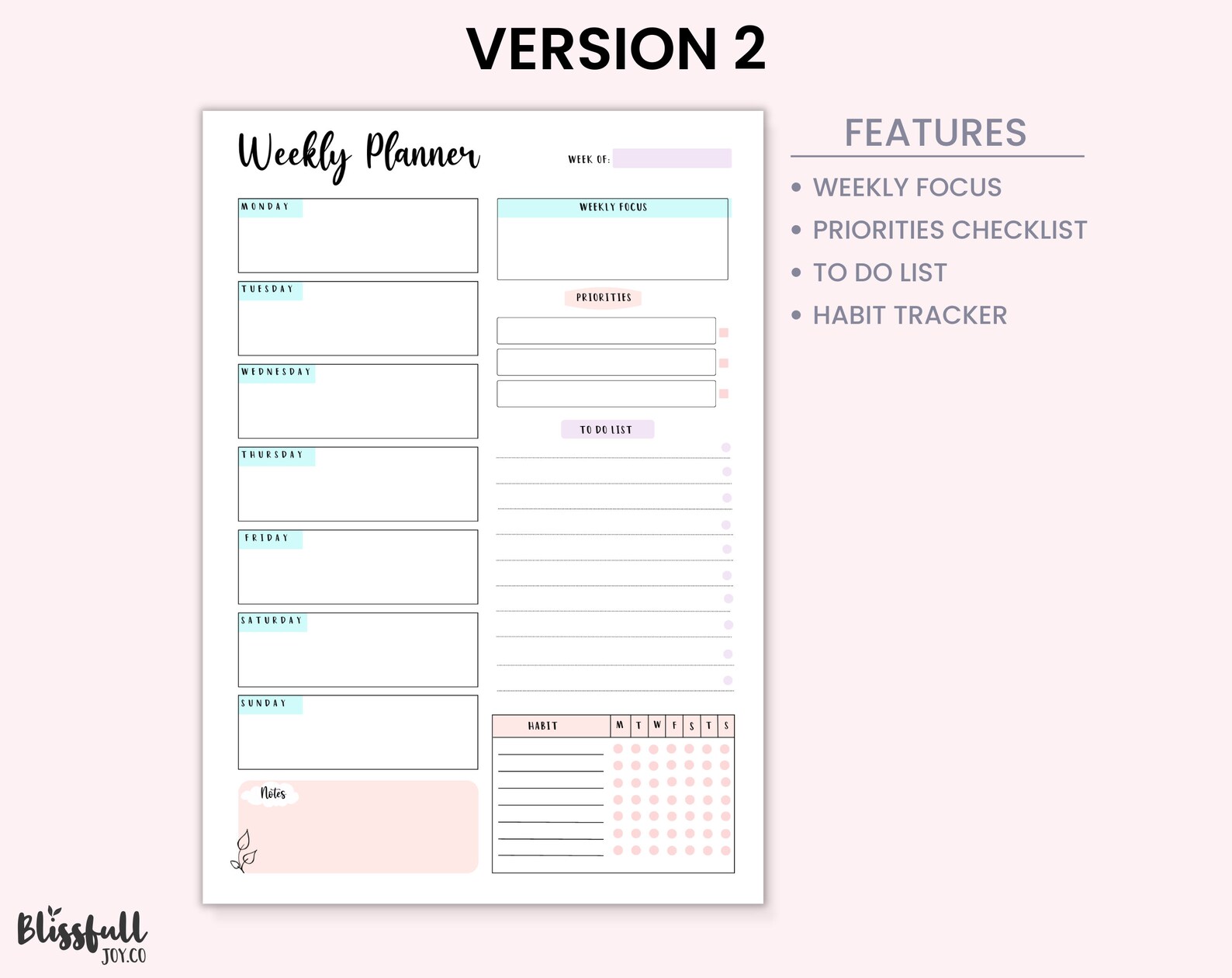 Printable Weekly Planner Set , Weekly Planner, Productivity Planner ...