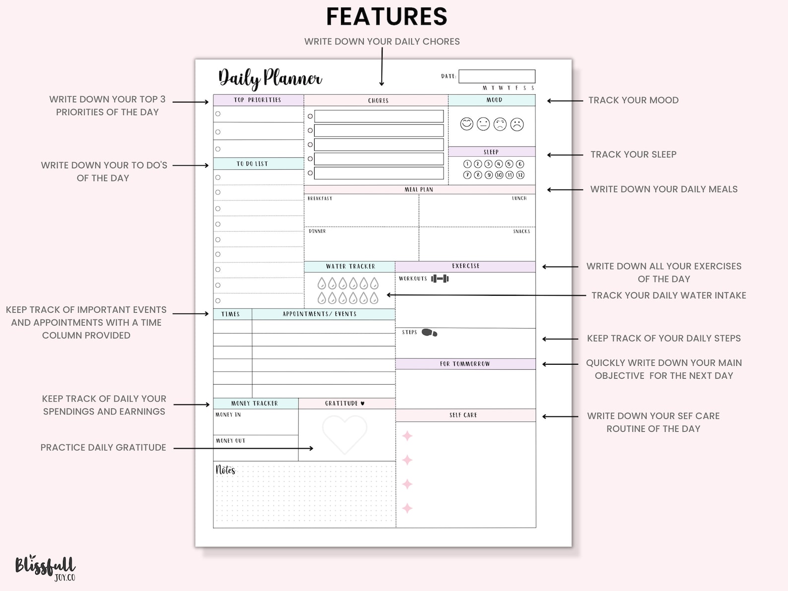 All in One Daily Planner Printable, Planner Inserts, Productivity ...