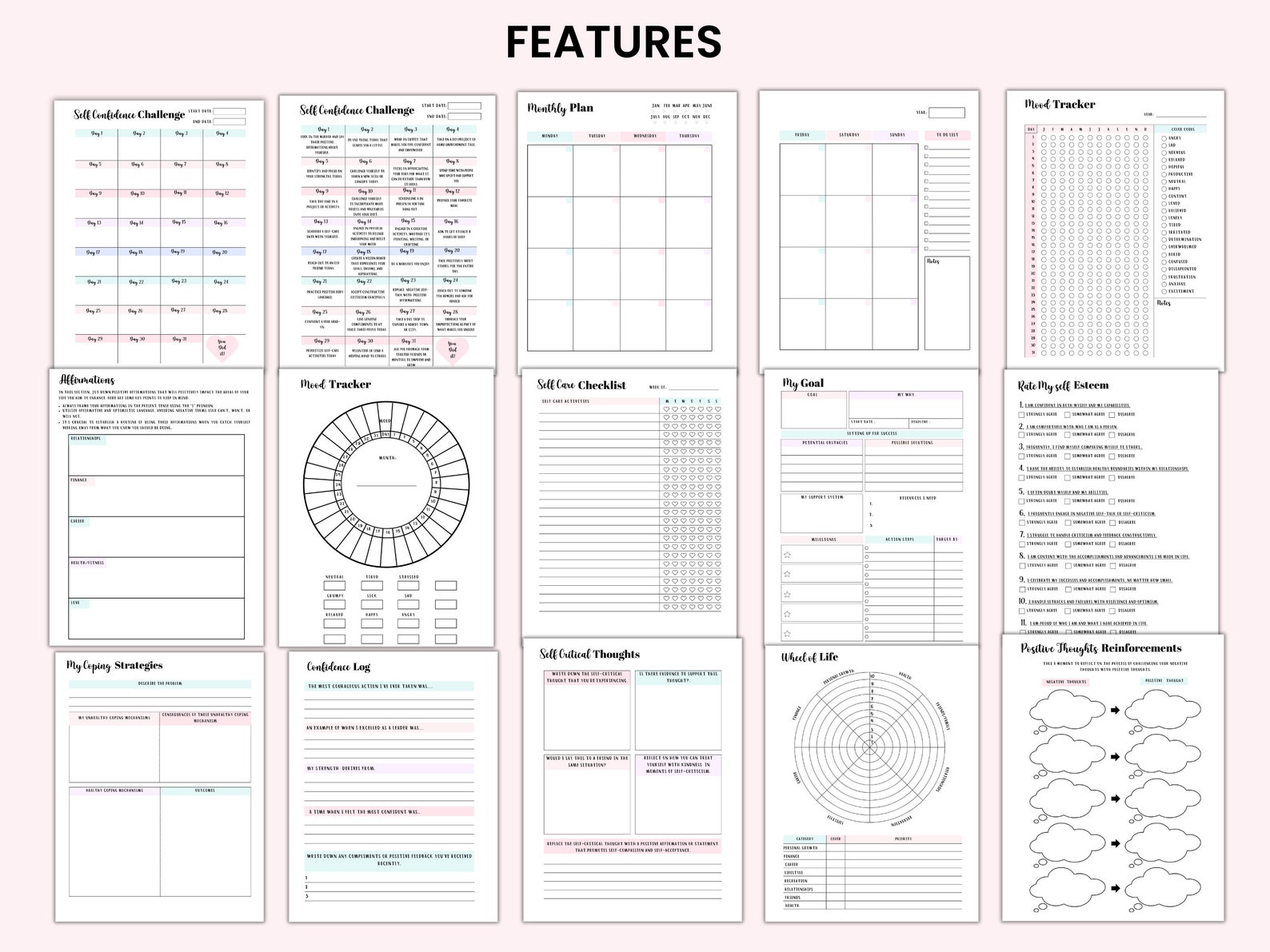Self Confidence Planner, Self Esteem Planner, Confidence Worksheets ...