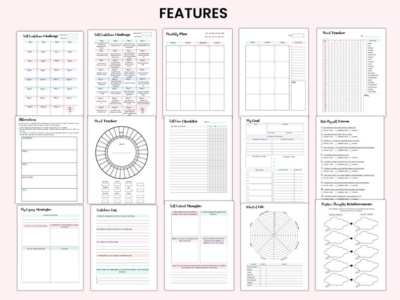 Self Confidence Planner, Self Esteem Planner, Confidence Worksheets ...