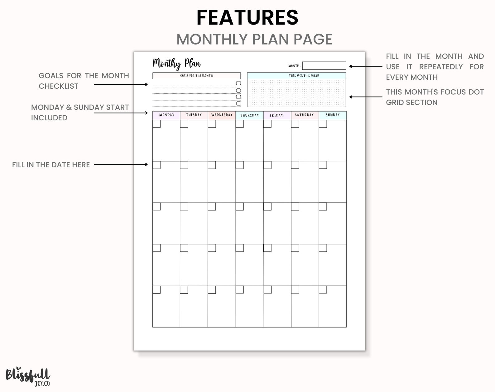 12 Month Overview Planner Printable, Undated Monthly Planner, Monthly ...