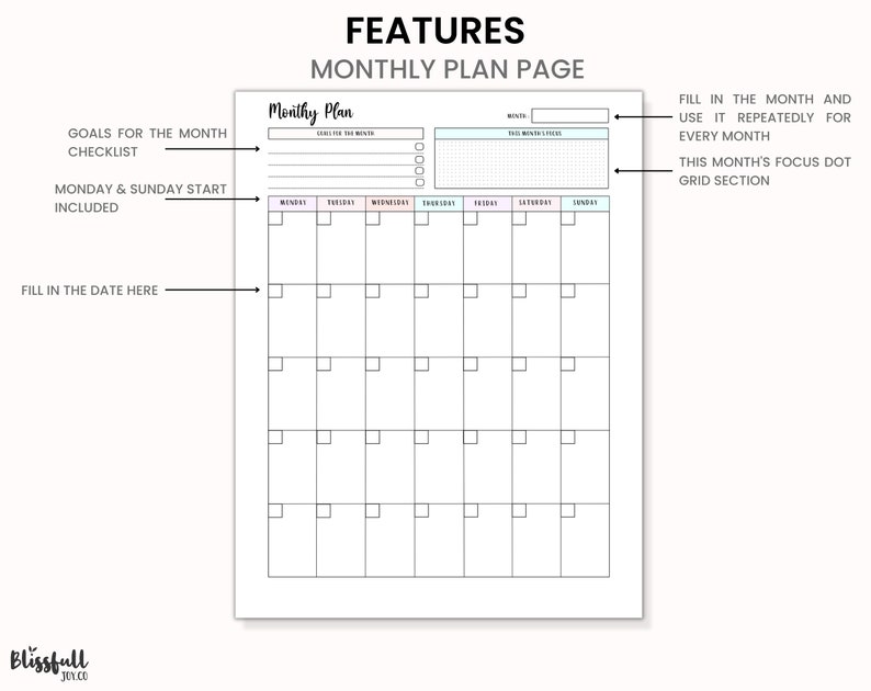 12 Month Overview Planner Printable, Undated Monthly Planner, Monthly ...