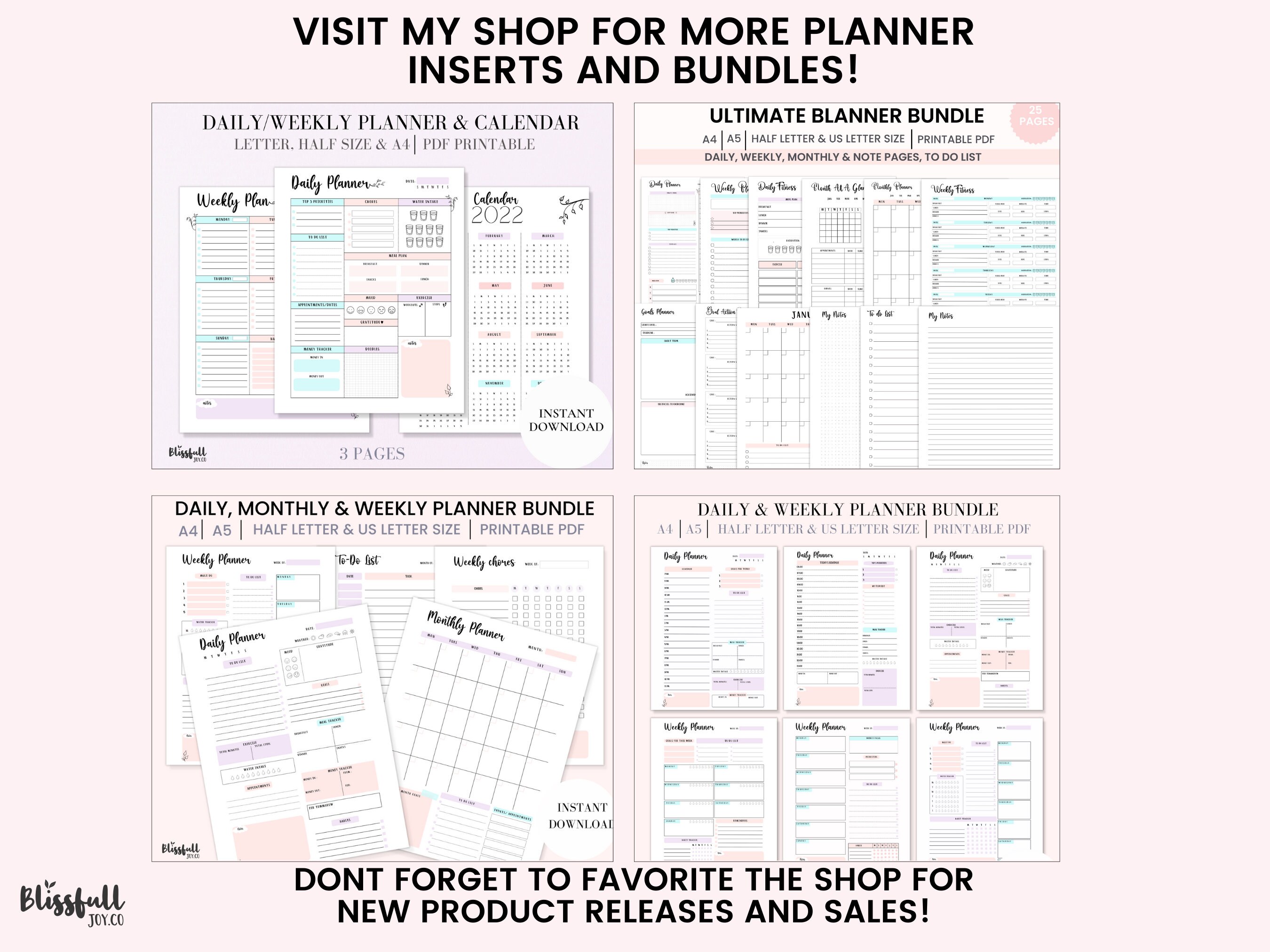 Goal Planner Bundle, Goals Tracker, Habits Trackers, Weekly, Monthly ...