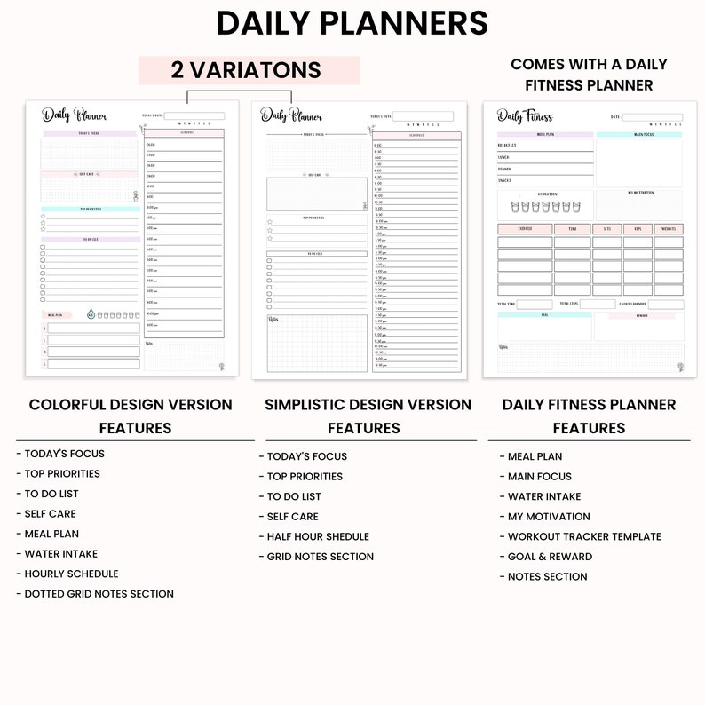 Printable Planner Bundle, Daily, Weekly, Monthly Planners, to Do List ...