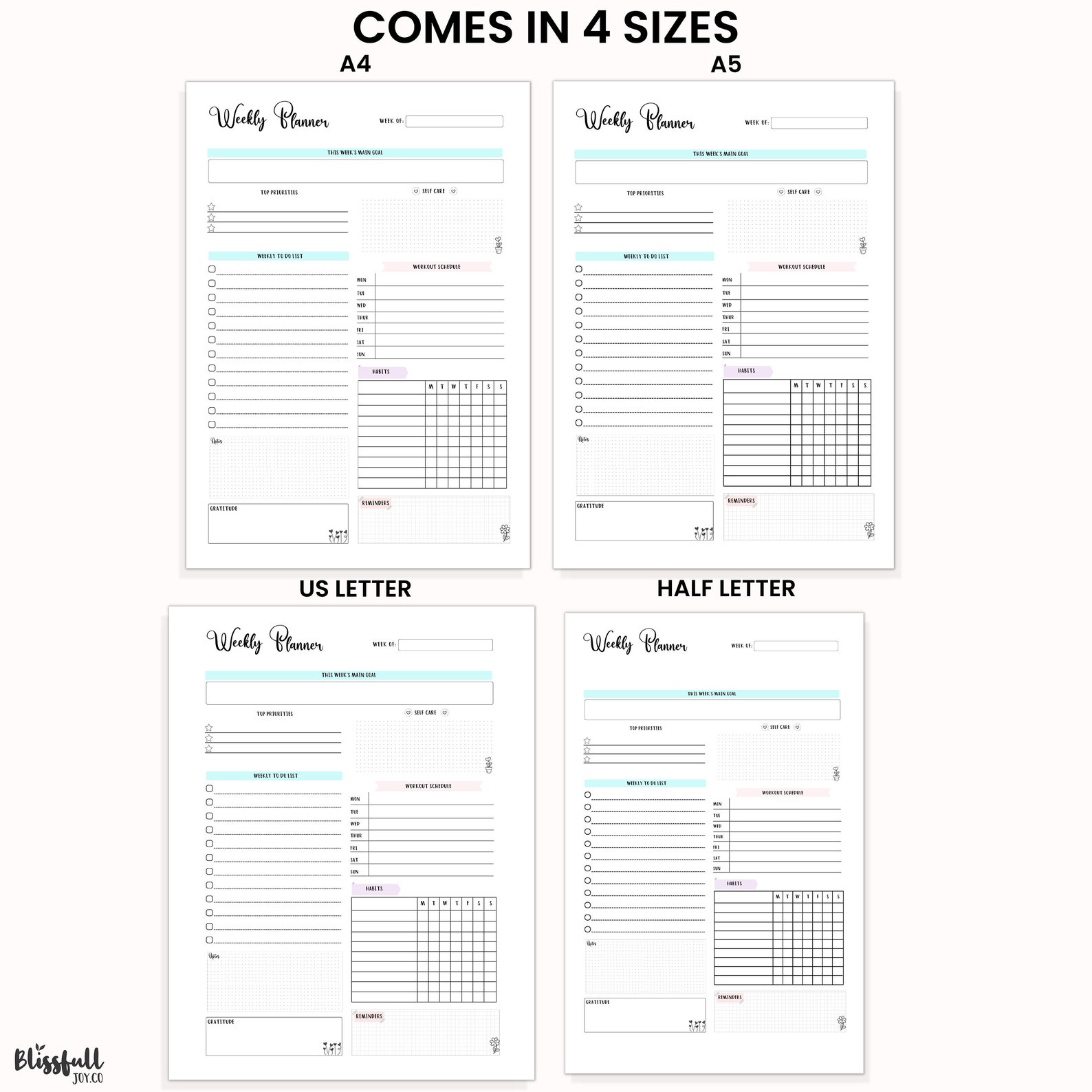 Printable Planner Bundle, Daily, Weekly, Monthly Planners, Note Pages ...