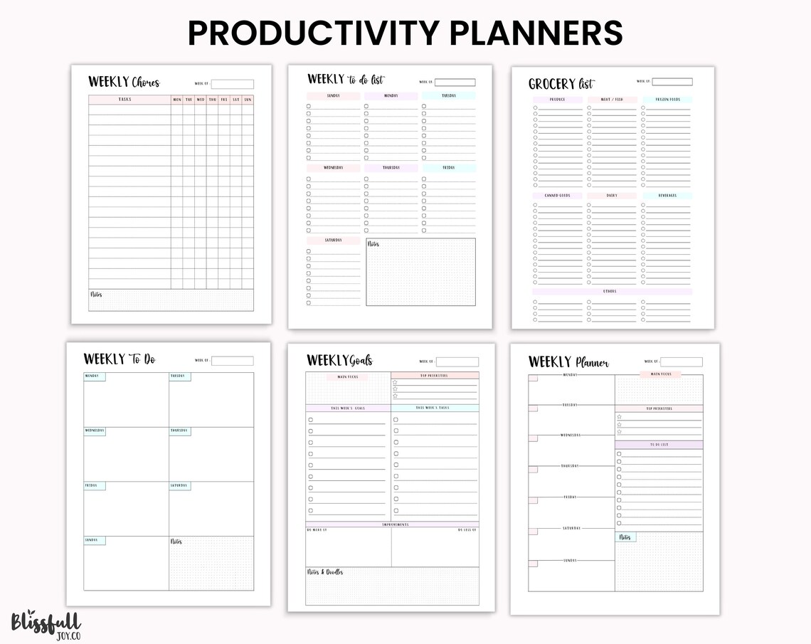 Printable Weekly Planner Pack Bundle Weekly to Do List - Etsy