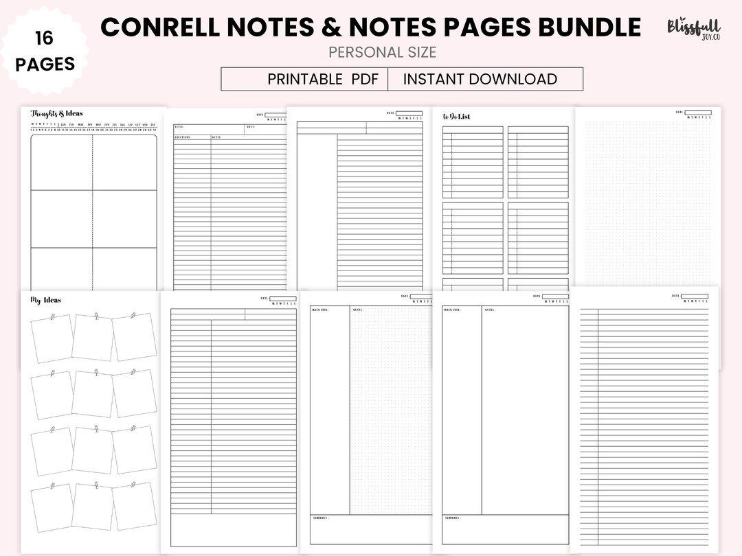 Printable Cornell Notes, Notes Paper, Lecture Notes Taking, Dot Grid ...