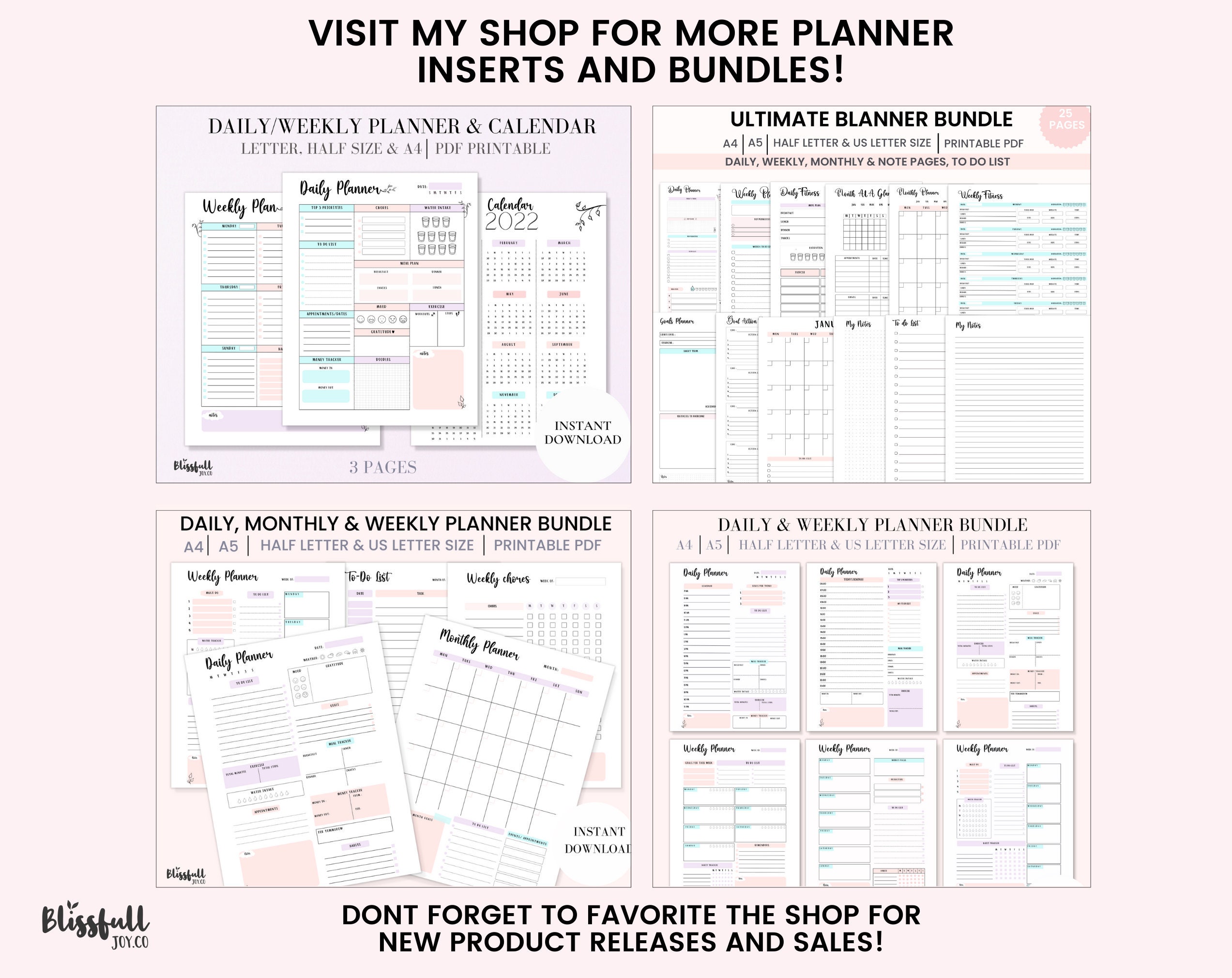 Printable Planner Bundle Daily Planner Weekly Planner - Etsy