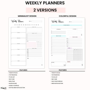 Printable Planner Bundle, Daily, Weekly, Monthly Planners, Note Pages ...