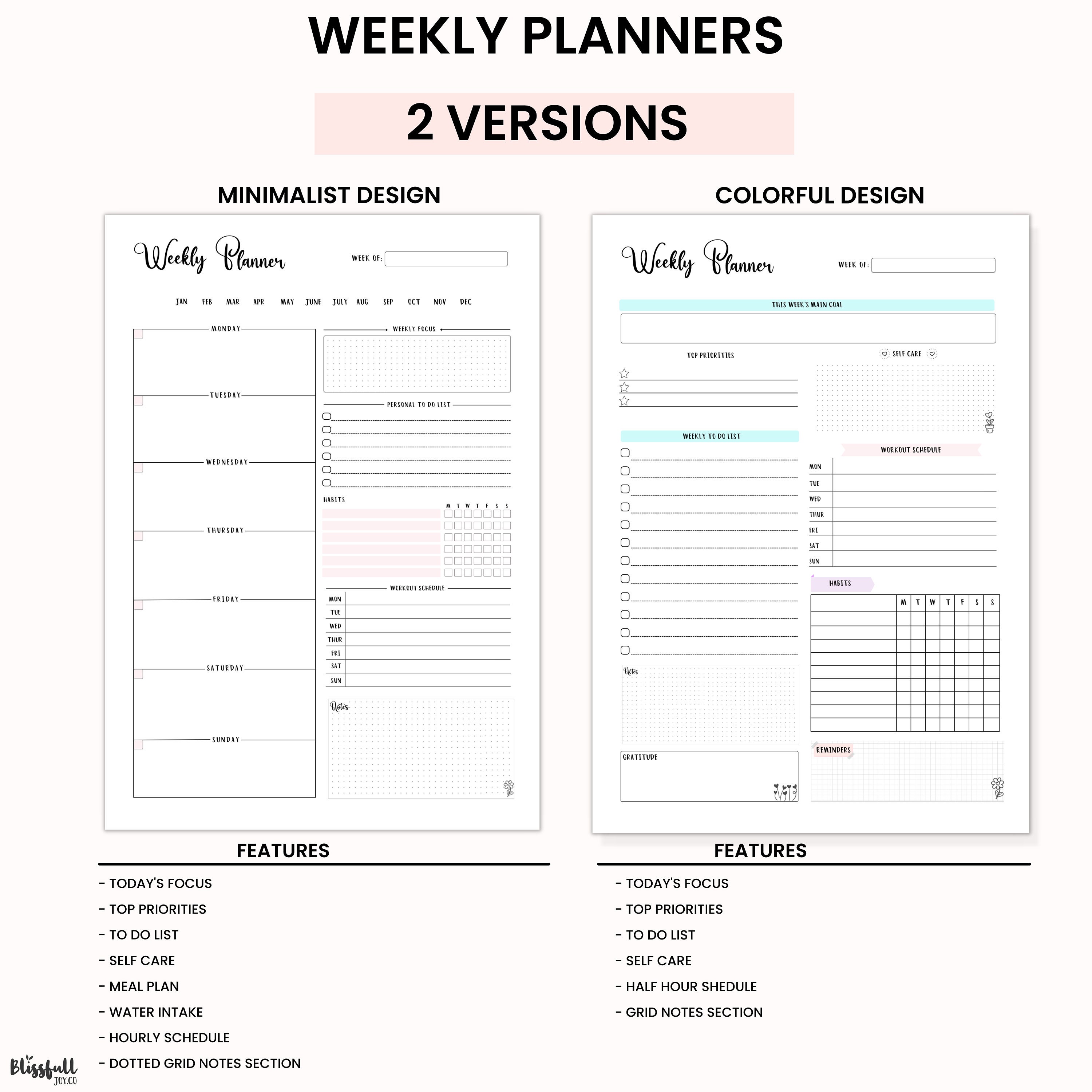 Printable Planner Bundle, Daily, Weekly, Monthly Planners, Note Pages ...