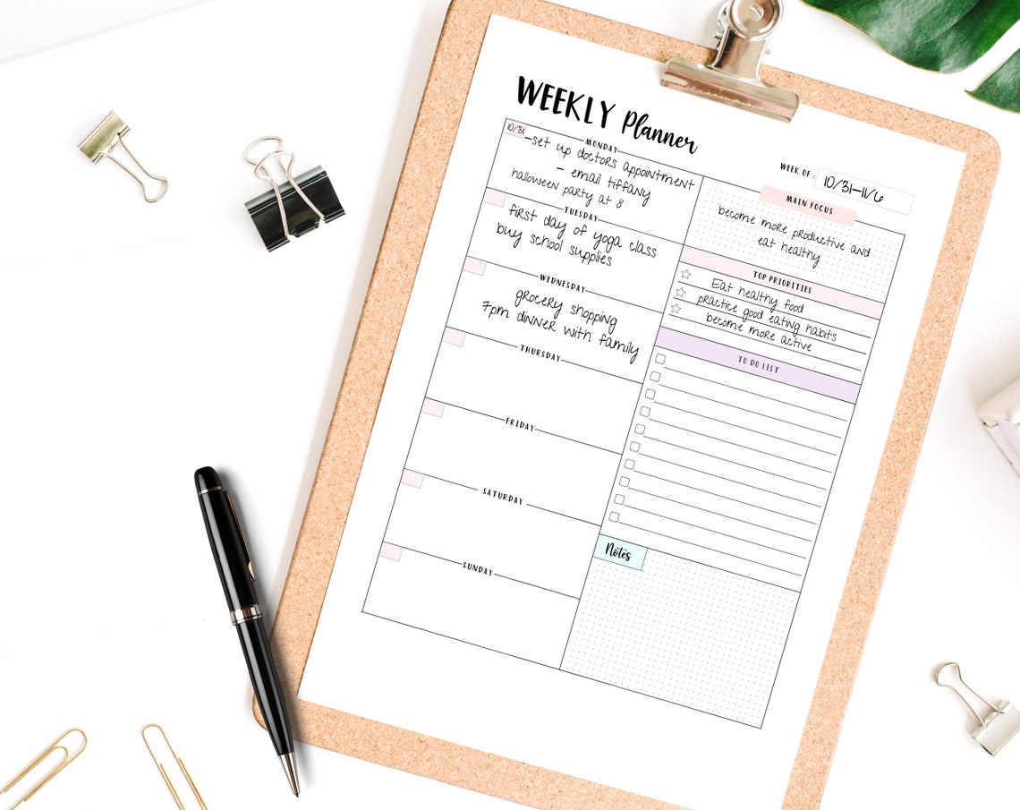 Printable Weekly Planner Pack Bundle Weekly to Do List - Etsy