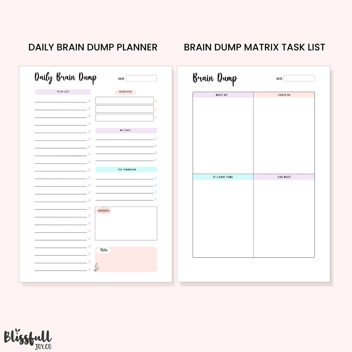 Printable Brain Dump , Productivity Planner, Planner Insert, Thought ...