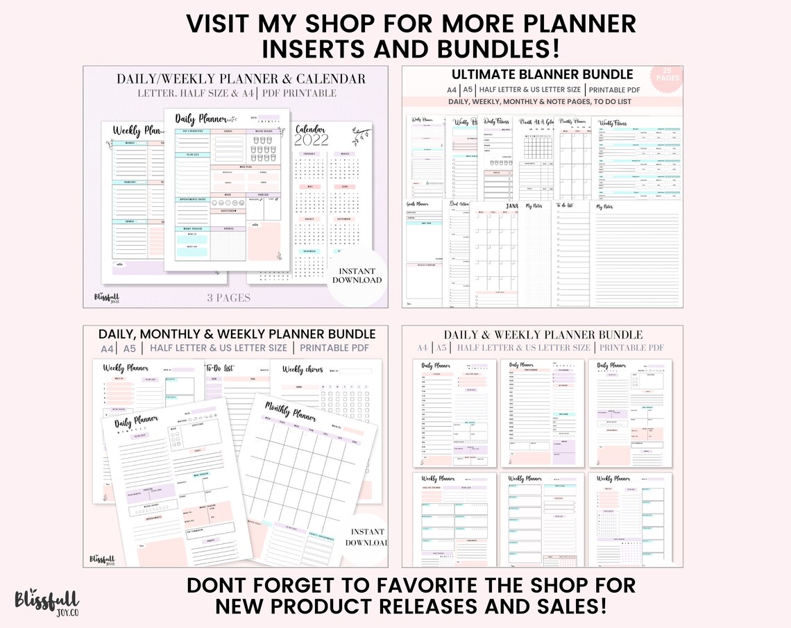 Undated Monthly Planner Printable, Monthly Calendar Inserts, Undated ...