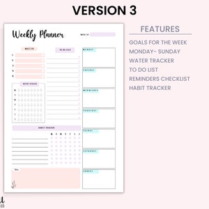 Printable Weekly Planner Set , Weekly Planner, Productivity Planner ...