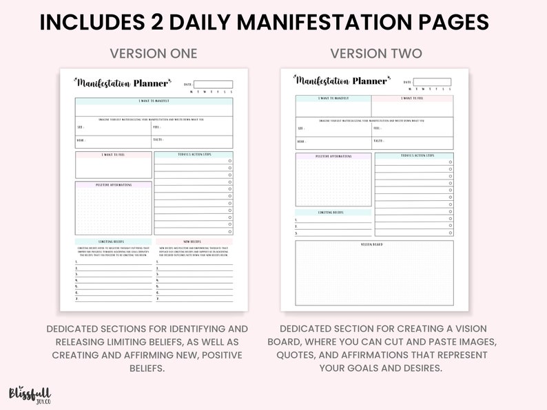 Daily, Weekly, Monthly Manifestation Printable Planner, Manifestation ...