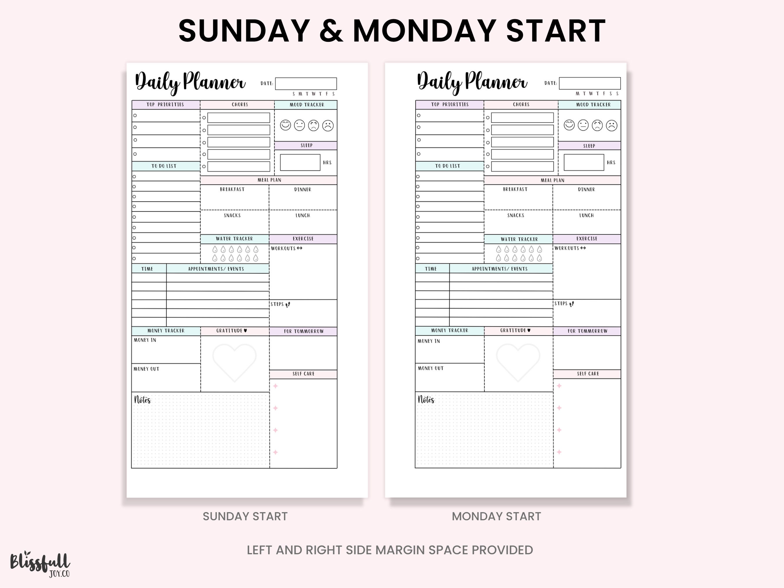 Personal Size Daily Planner, Planner Insert , Undated, Task List, Daily ...