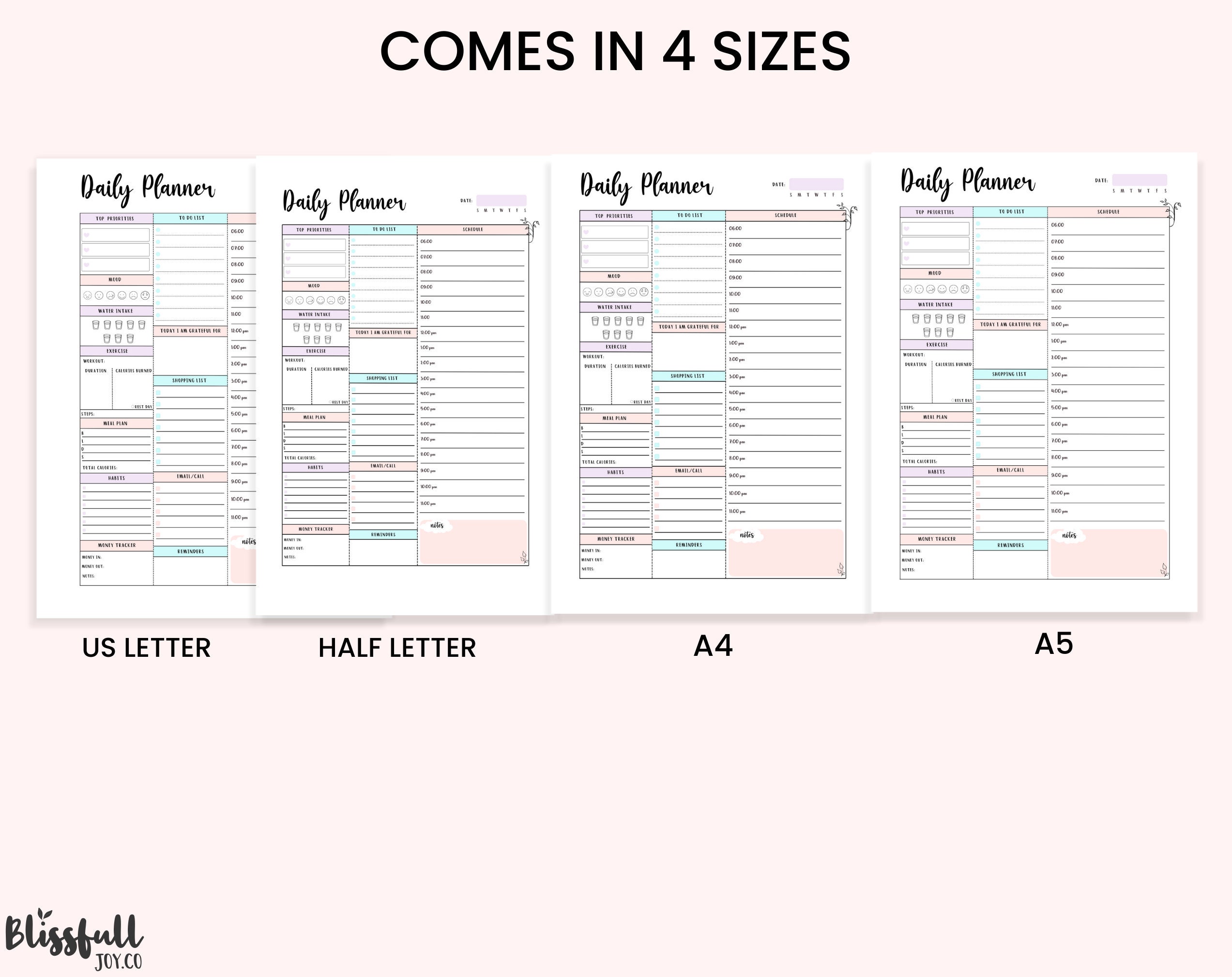 Daily Planner, Weekly Planner, Monthly Planner, Planner Inserts, A4, A5 ...