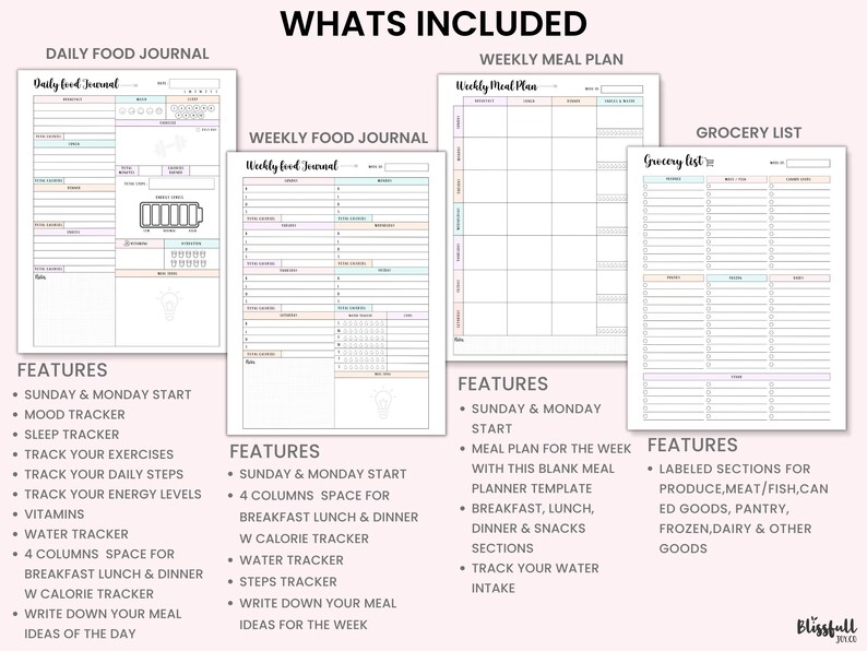 Digital/printable Daily, Weekly Food Journal, Food Diary, Meal Tracker ...