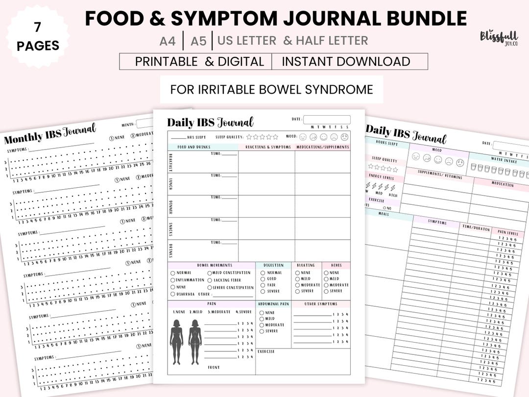 IBS Symptom Tracker Printable | Food Sensitivity Journal, Bowel ...