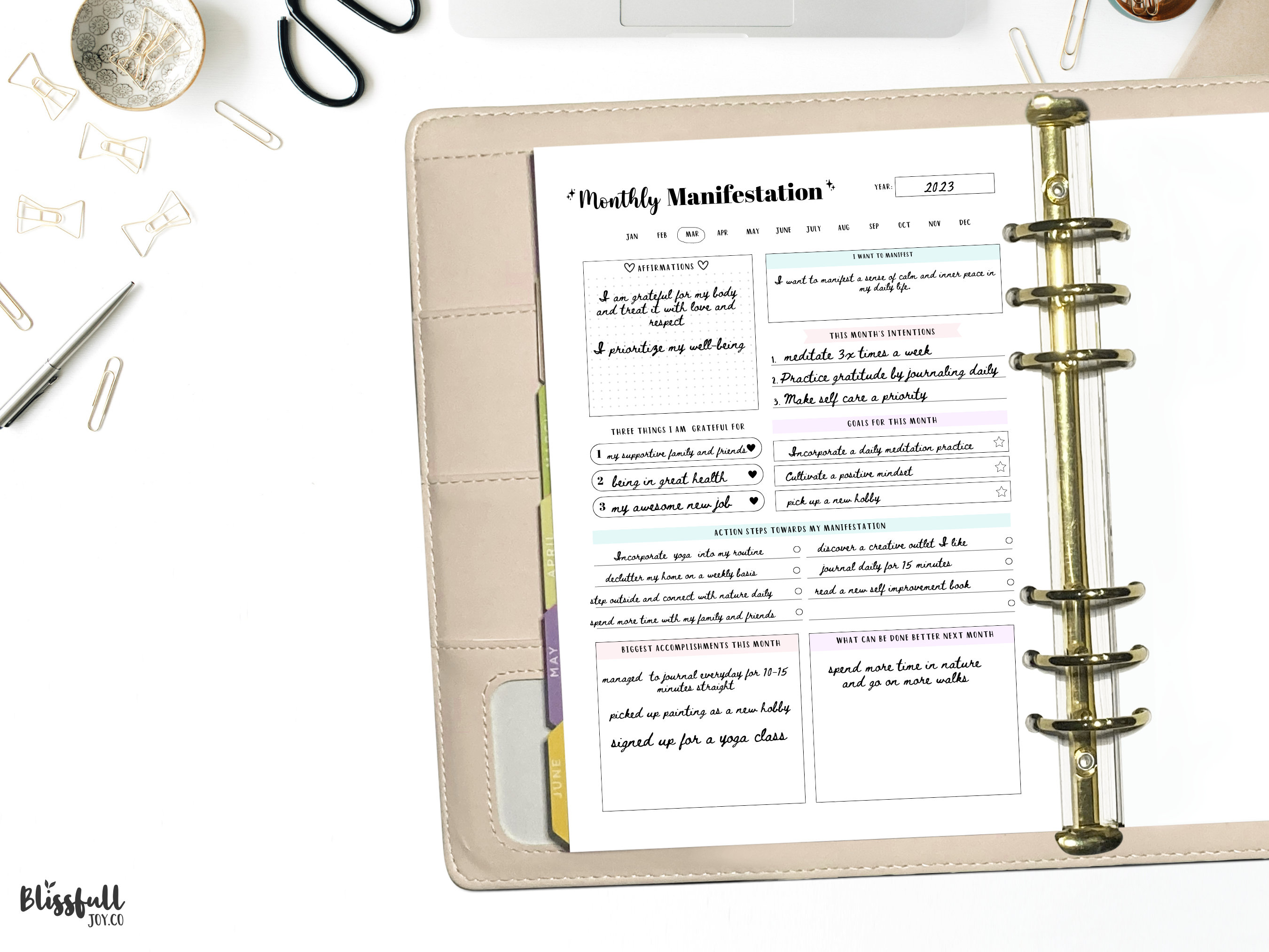 Daily, Weekly, Monthly Manifestation Printable Planner, Manifestation ...