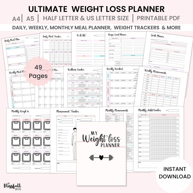 Ultimate Printable Weight Loss Planner, Weight Loss Tracker, Meal ...