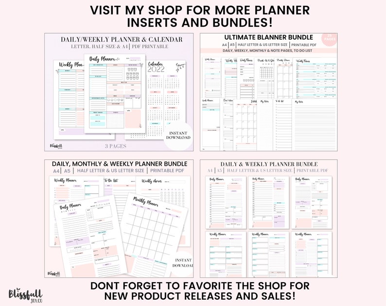Undated Pastel Monthly Planner, Printable 2 Page Spread , Heart ...