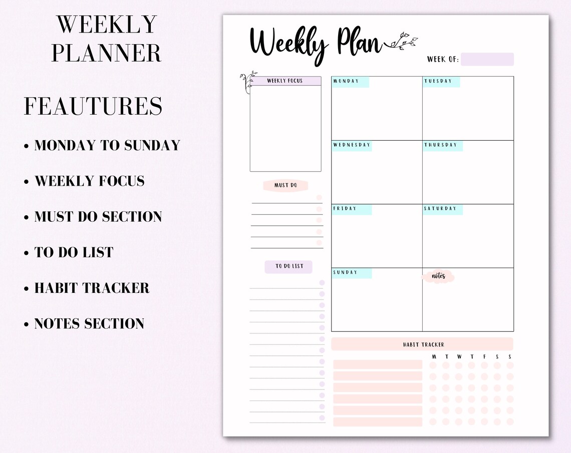 Printable Planner Bundle Daily Planner Weekly Planner | Etsy