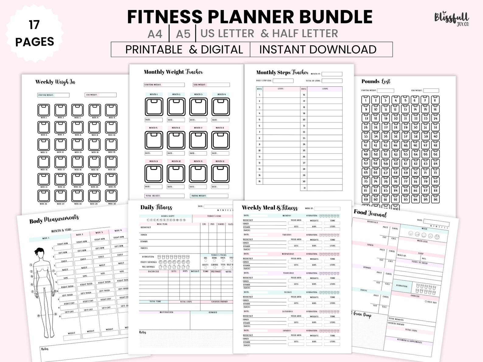 Printable /digital Fitness Journal, Weight Loss Tracker, Wellness ...