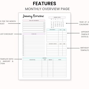 12 Month Overview Planner Printable, Undated Monthly Planner, Monthly ...