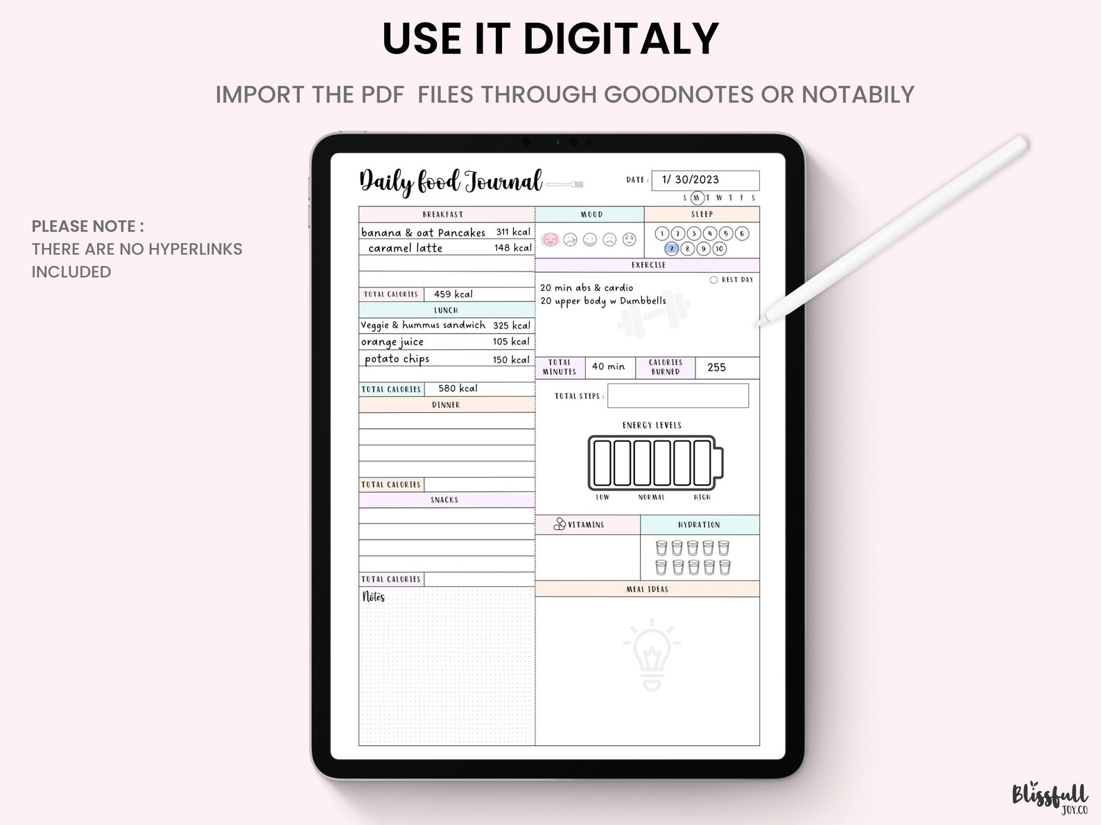 Digital/printable Daily, Weekly Food Journal, Food Diary, Meal Tracker ...