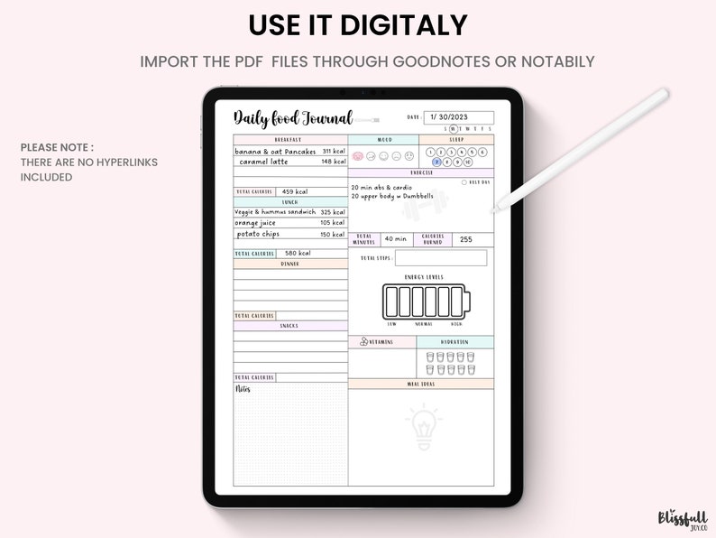 Digital/printable Daily, Weekly Food Journal, Food Diary, Meal Tracker ...