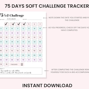 75 Soft Challenge Printable, 75 Soft Tracker, Fitness Tracker, Fitness ...