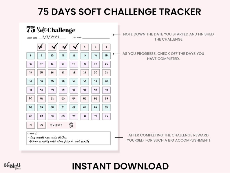 75 Soft Challenge Printable, 75 Soft Tracker, Fitness Tracker, Fitness ...