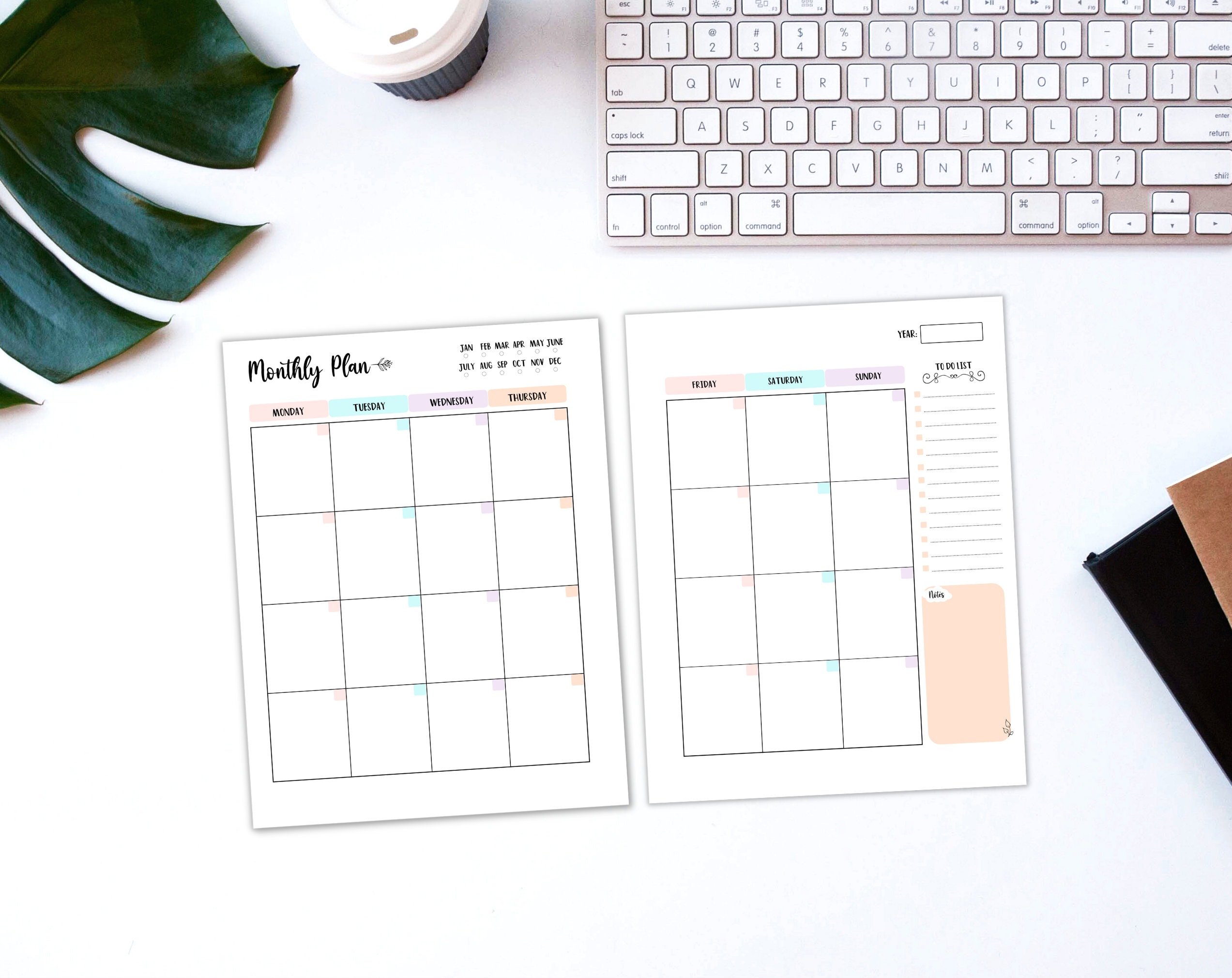 Undated Monthly Planner Printable, Monthly Calendar Inserts, Undated ...