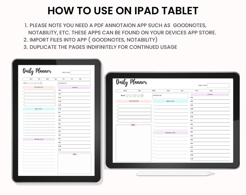 Printable Daily Digital Planner Daily Schedule Pastel - Etsy