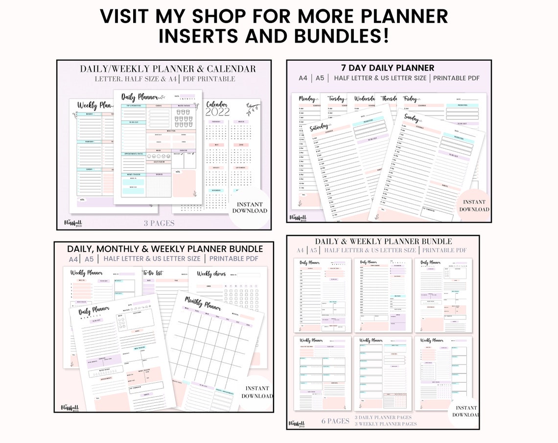 Printable Daily Digital Planner Daily Schedule Pastel - Etsy