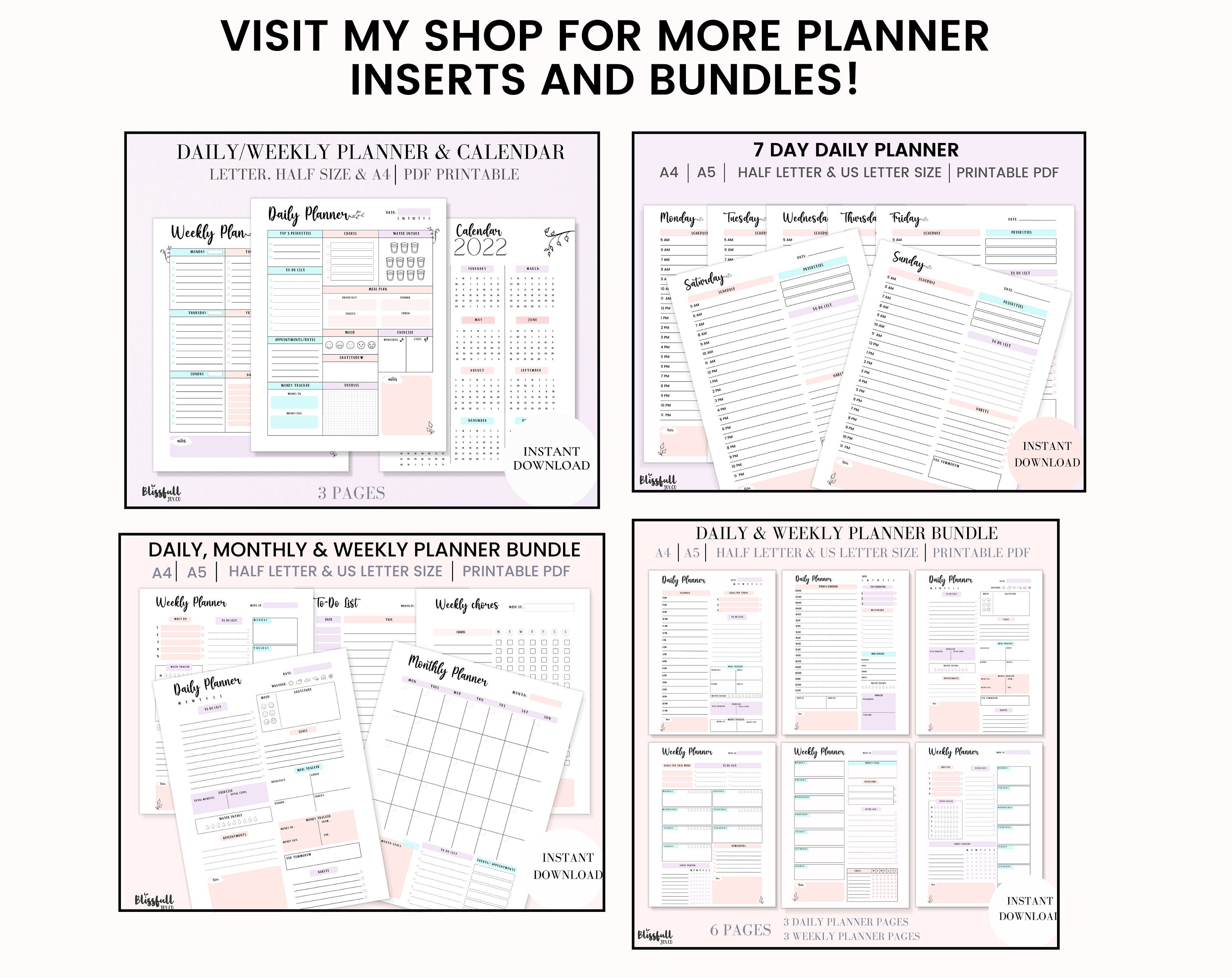 Printable Daily Digital Planner Daily Schedule Pastel - Etsy