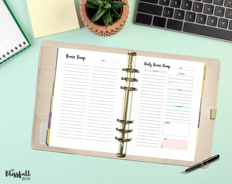 Printable Brain Dump , Productivity Planner, Planner Insert, Thought ...