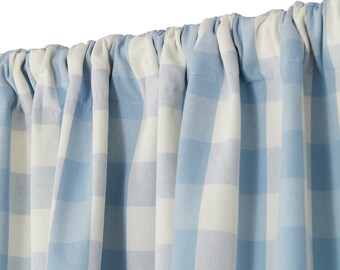 Blue Check Curtains - Etsy